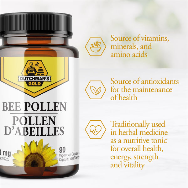 Bee Pollen Capsules 500 mg - Premium Quality- Dutchman's Gold ...